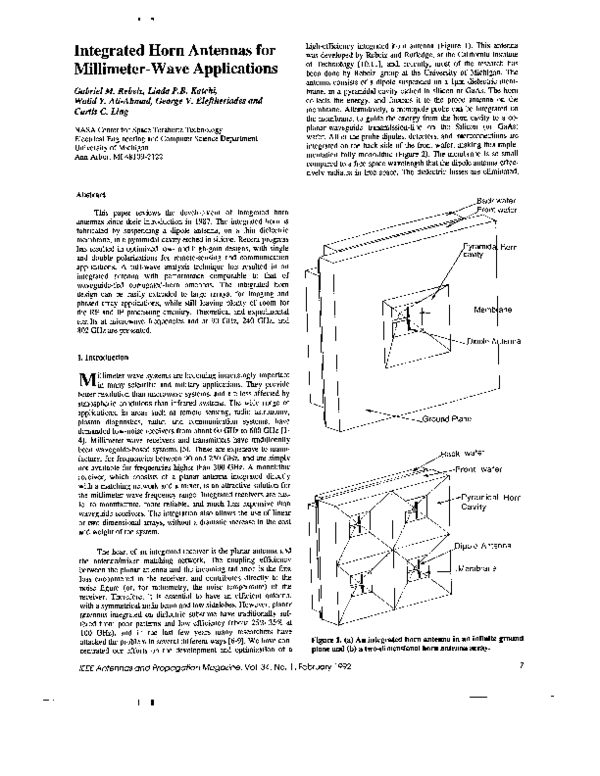 (PDF) Integrated horn antennas for millimeter-wave applications | Yusuf ...