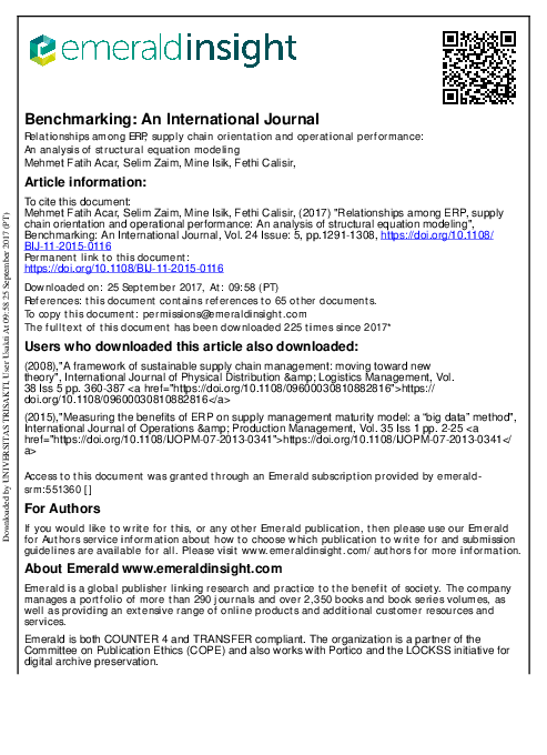 (PDF) Benchmarking: An International Journal Article information