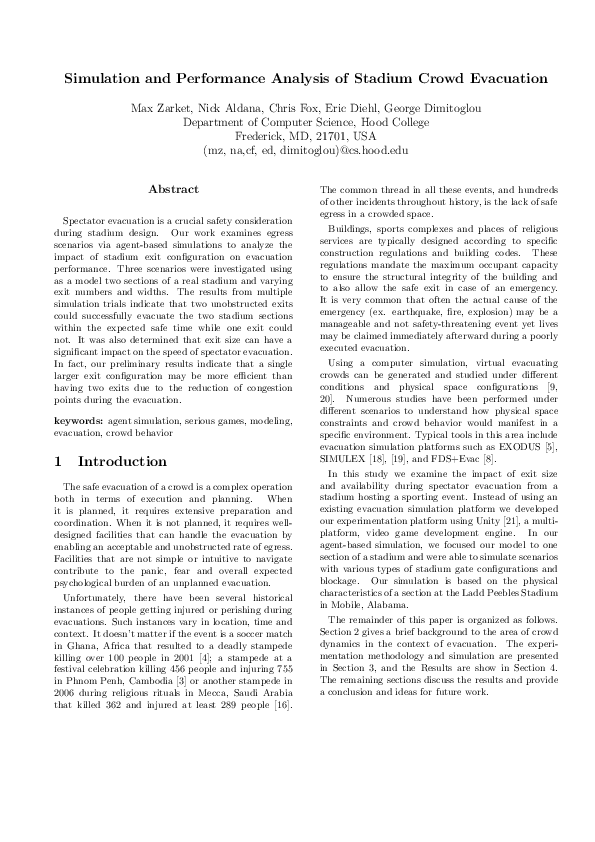 Pdf Simulation And Performance Analysis Of Stadium Crowd Evacuation