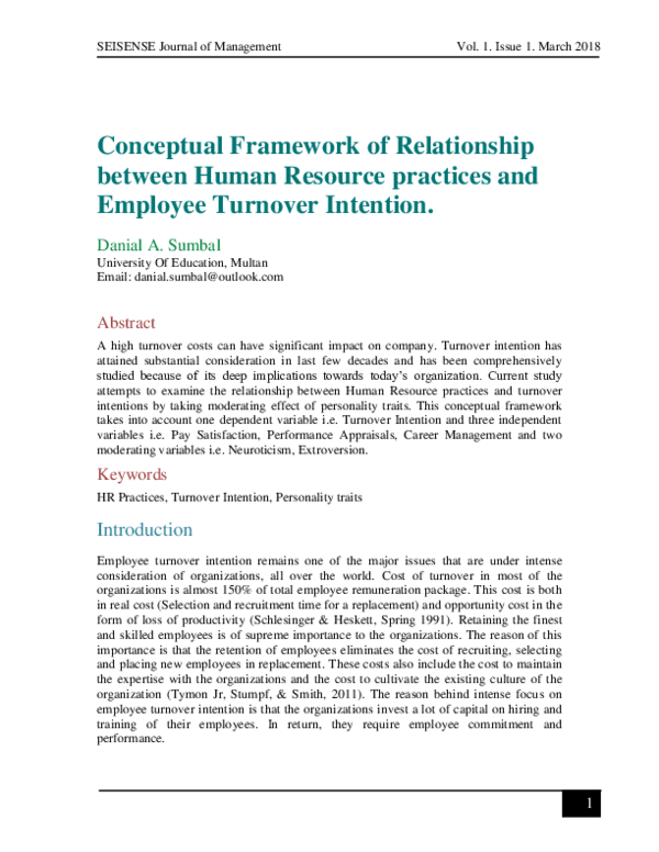 Pdf Conceptual Framework Of Relationship Between Human Resource