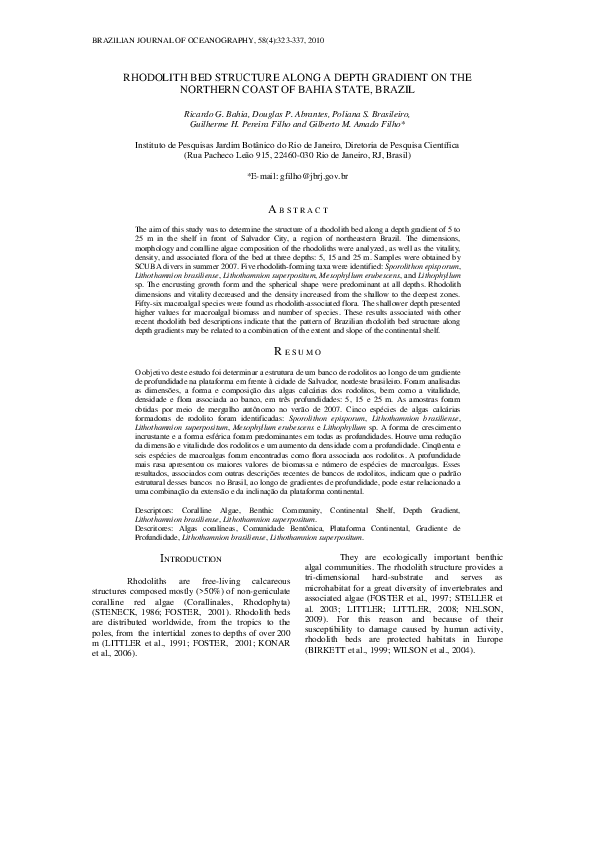 (PDF) Rhodolith bed structure along a depth gradient on the northern ...