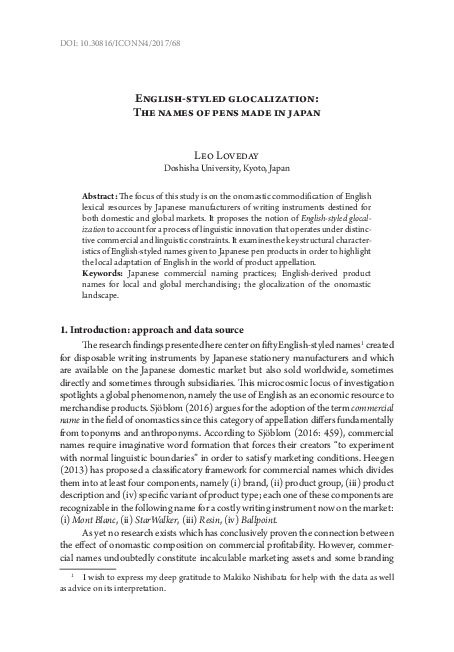 (PDF) English-styled glocalization: The names of pens made in japan ...
