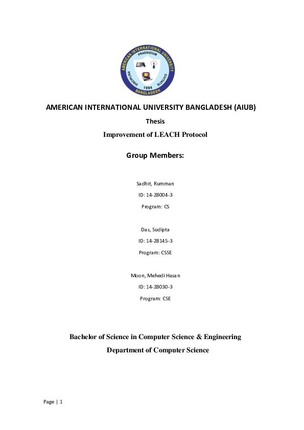 (DOC) Improvement of LEACH Protocol. (DOC) Improvement of LEACH Protocol.