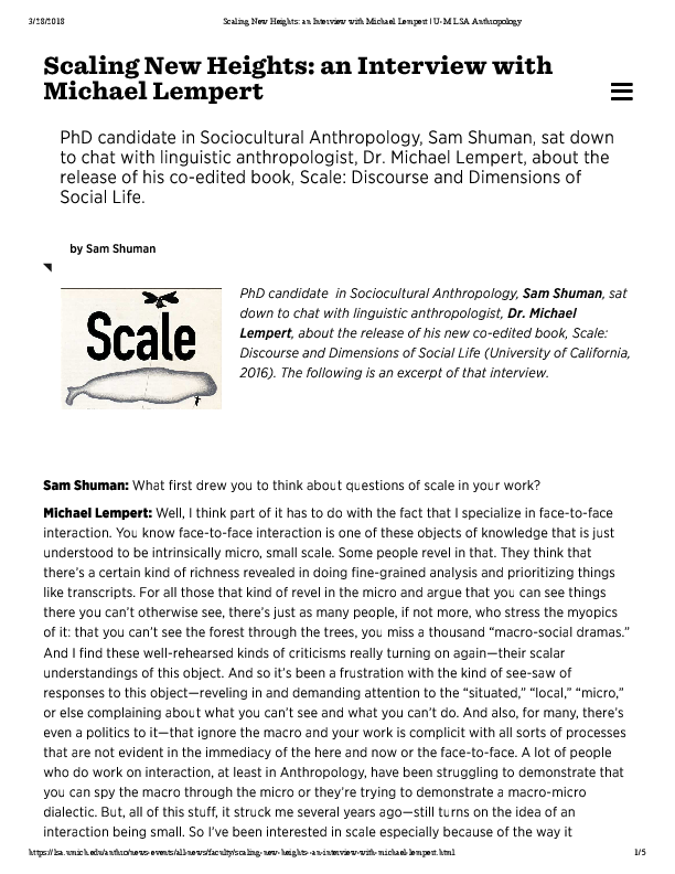 (PDF) "Scaling New Heights: an Interview with Michael Lempert"