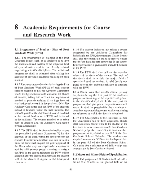 (PDF) 8 Academic Requirements for Course and Research Work