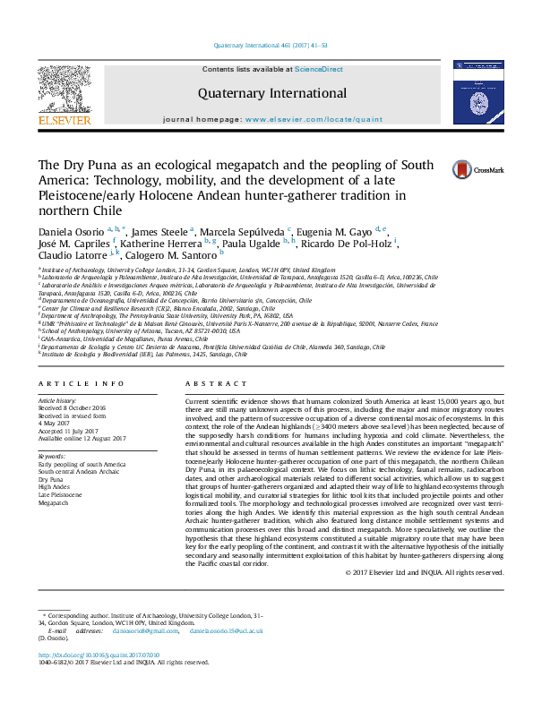 (PDF) The Dry Puna as an ecological megapatch and the peopling of South ...