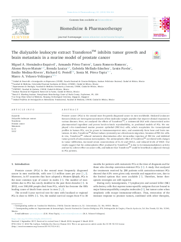 (PDF) The dialyzable leukocyte extract Transferon TM inhibits tumor ...