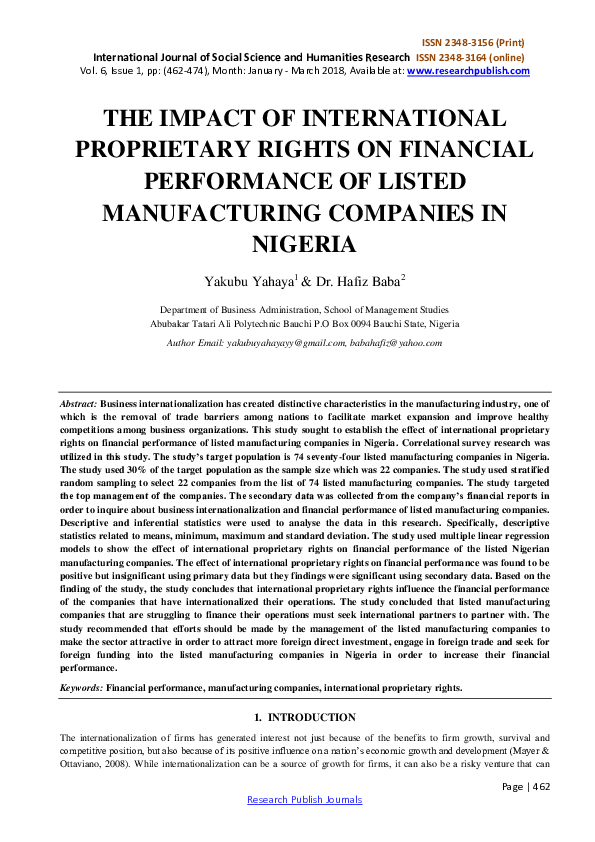 (PDF) THE IMPACT OF INTERNATIONAL PROPRIETARY RIGHTS ON FINANCIAL ...