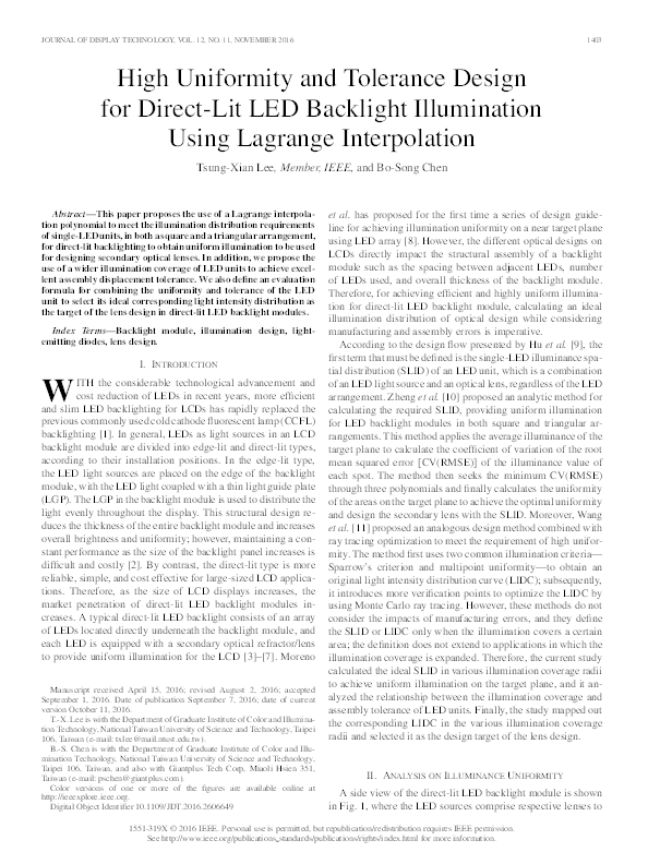 (PDF) High Uniformity and Tolerance Design for Direct-Lit LED Backlight ...