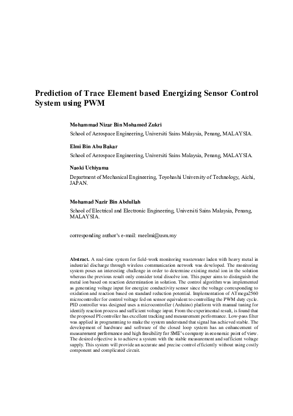 (PDF) Prediction of Trace Element based Energizing Sensor Control ...