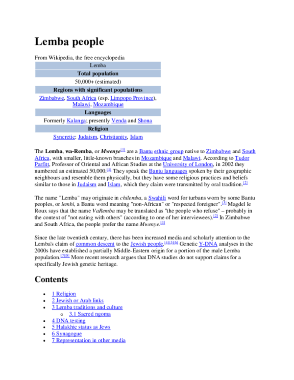(DOC) Lemba people