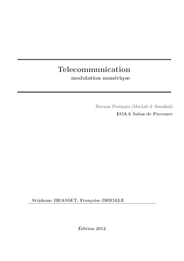(PDF) Telecommunication modulation numérique