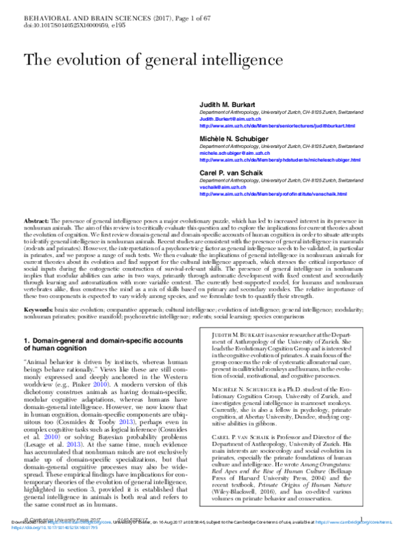 (PDF) The evolution of general intelligence