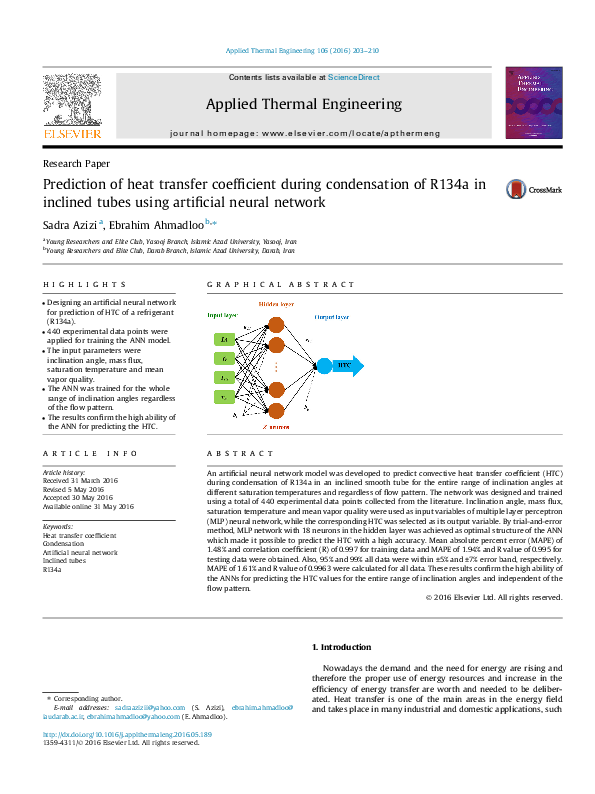 (PDF) Prediction of heat transfer coefficient during condensation of R134a in inclined tubes ...