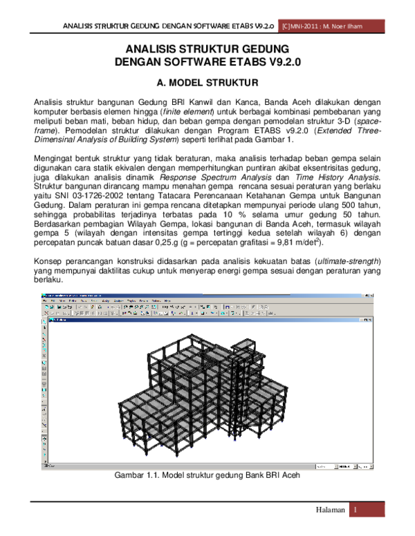 (PDF) ANALISIS STRUKTUR GEDUNG DENGAN SOFTWARE ETABS V9.2.0 A. MODEL STRUKTUR