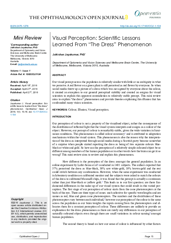 (PDF) Visual Perception: Scientific Lessons Learned From “The Dress ...