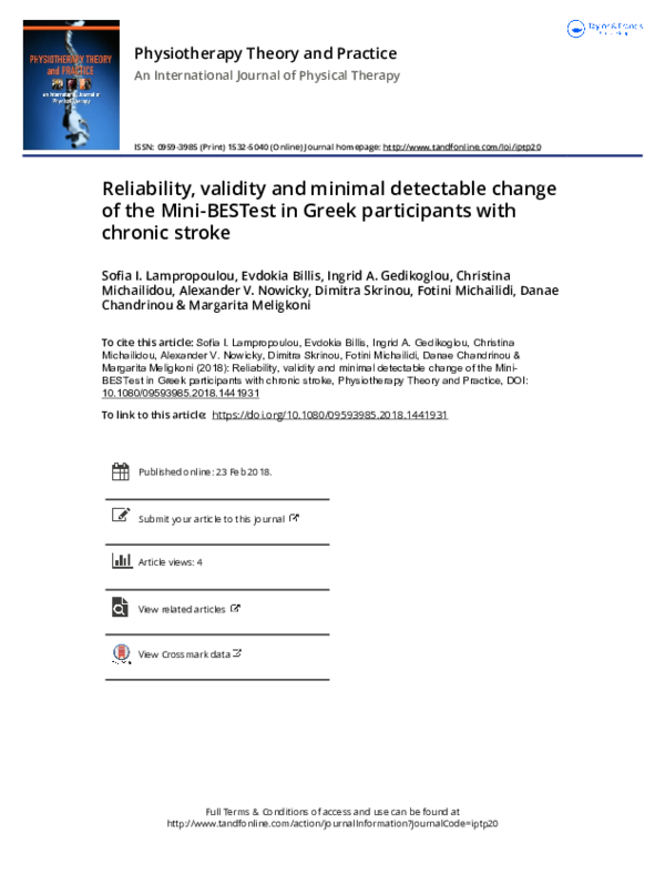 (PDF) Reliability, validity and minimal detectable change of the Mini ...