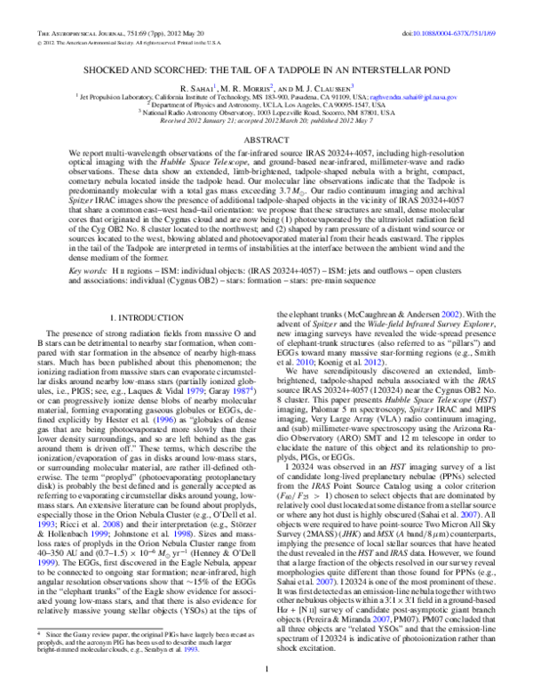 (PDF) SHOCKED AND SCORCHED: THE TAIL OF A TADPOLE IN AN INTERSTELLAR POND