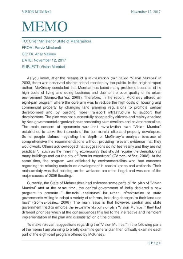 (PDF) CASE STUDY: Vision Mumbai