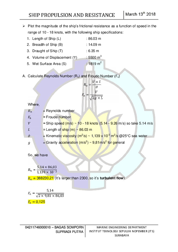 (PDF) EXAMPLE CALCULATION OF SHIP'S FRICTIONAL RESISTANCE