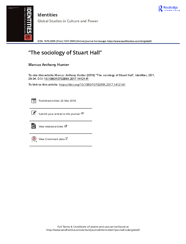 (PDF) The sociology of Stuart Hall
