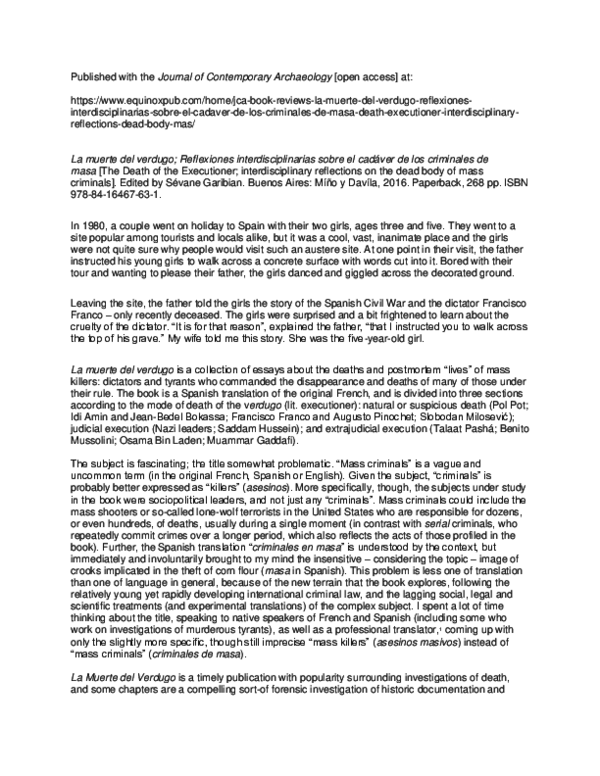 (DOC) Review of Garibian et al La muerte del verdugo Jrn Contemp Arch.docx