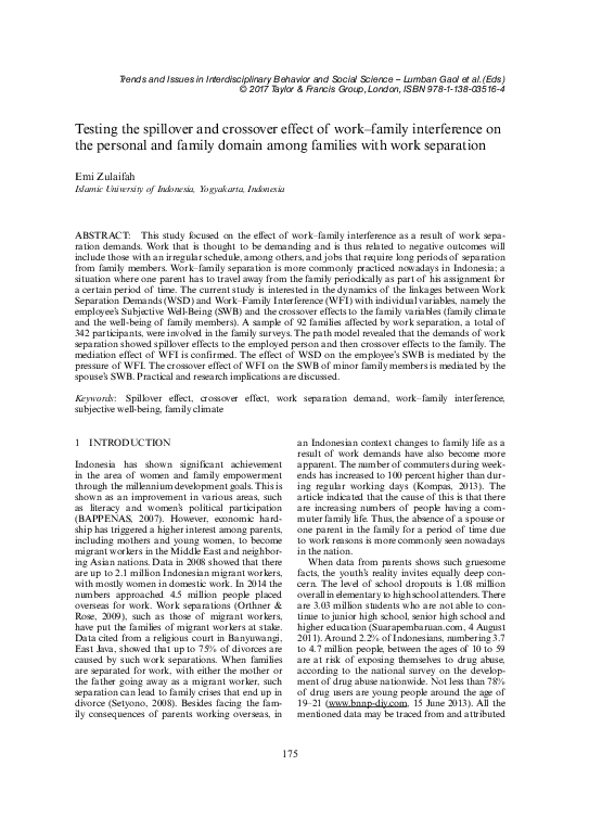 (PDF) Testing the spillover and crossover effect of work–family ...