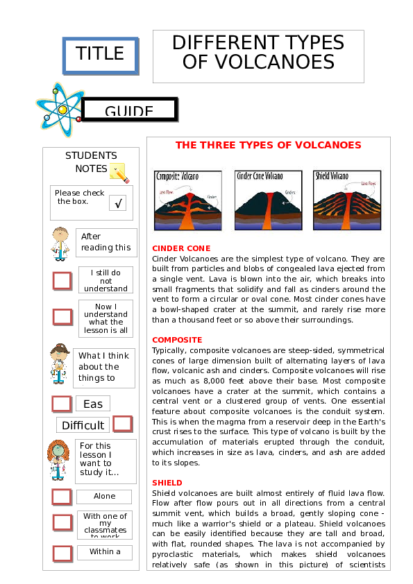 (DOC) DIFFERENT TYPES OF VOLCANOES GUIDE CARD THE THREE TYPES OF VOLCANOES