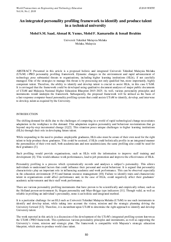 (PDF) An integrated personality profiling framework to identify and ...