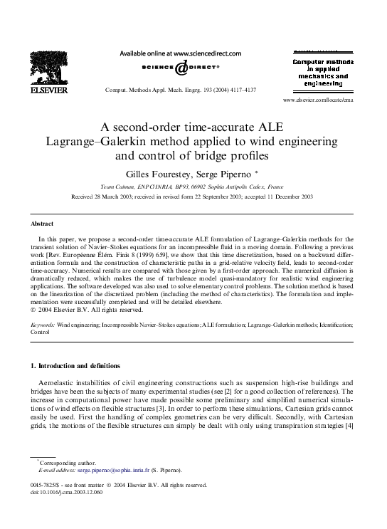 (PDF) A second-order time-accurate ALE Lagrange–Galerkin method applied ...