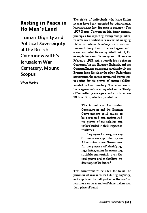 (PDF) Resting in Peace in No Man's Land: Human Dignity and Political ...