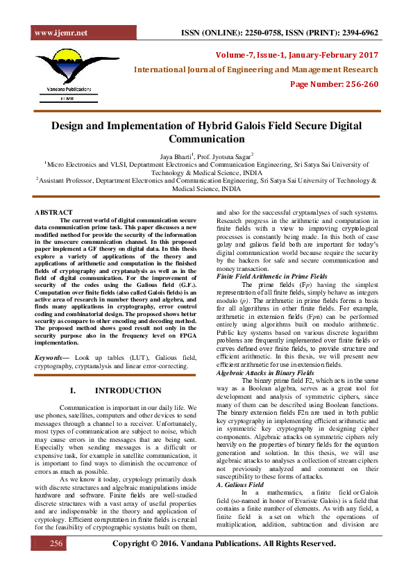(PDF) Design And Implementation Of Hybrid Galois Field Secure Digital Communication | DrAmarjeet ...