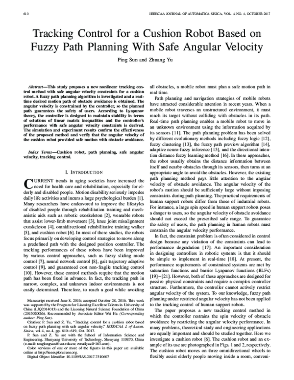 (PDF) Tracking Control for a Cushion Robot Based on Fuzzy Path Planning With Safe Angular Velocity