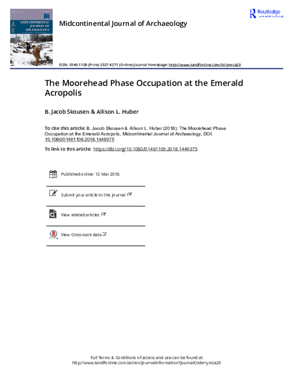 (PDF) The Moorehead Phase Occupation at the Emerald Acropolis