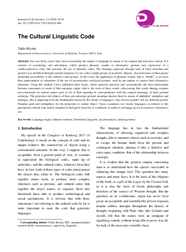 (PDF) The Cultural Linguistic Code