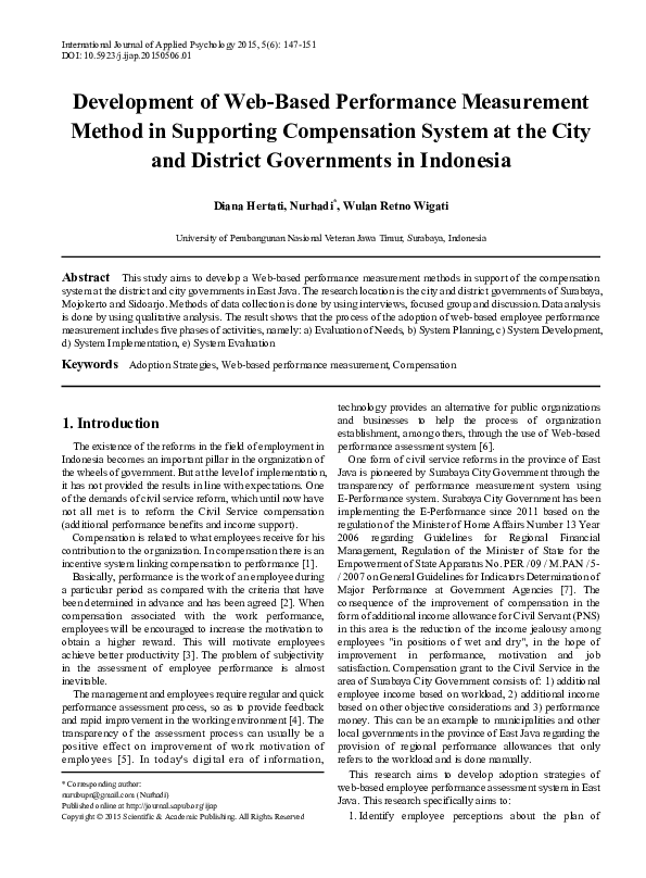 Pdf Development Of Web Based Performance Measurement Method In