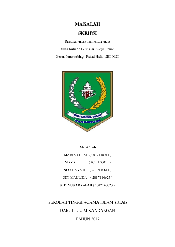 (DOC) MAKALAH SKRIPSI Diajukan untuk memenuhi tugas