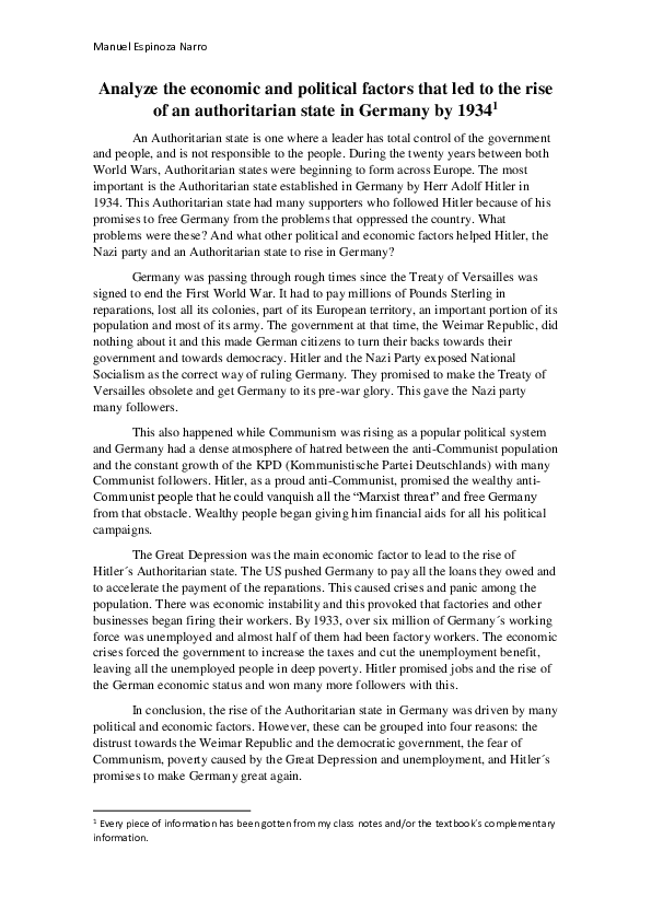 (DOC) Analyze the economic and political factors that led to the rise ...