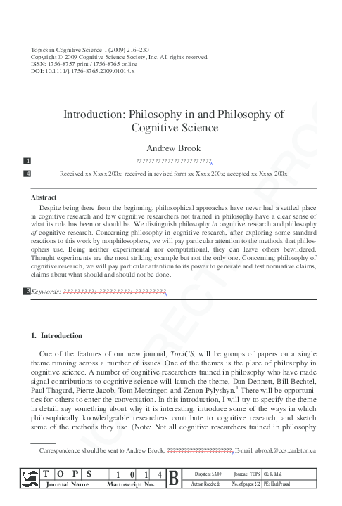 (PDF) Philosophical Approaches in Cognitive Science