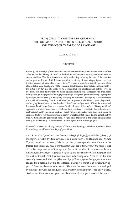 (PDF) FroM IdeaS to CoNCeptS to MetaphorS: the GerMaN tradItIoN oF ...