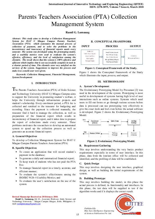 (PDF) Parents Teachers Association (PTA) Collection Management System