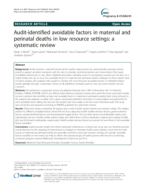 (PDF) Audit-identified avoidable factors in maternal and perinatal ...