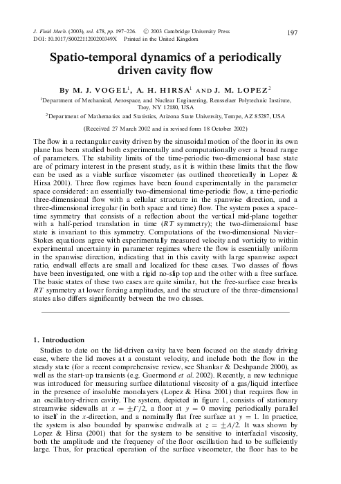 (PDF) Spatio-temporal dynamics of a periodically driven cavity flow