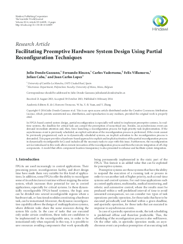 Pdf Facilitating Preemptive Hardware System Design Using Partial Reconfiguration Techniques