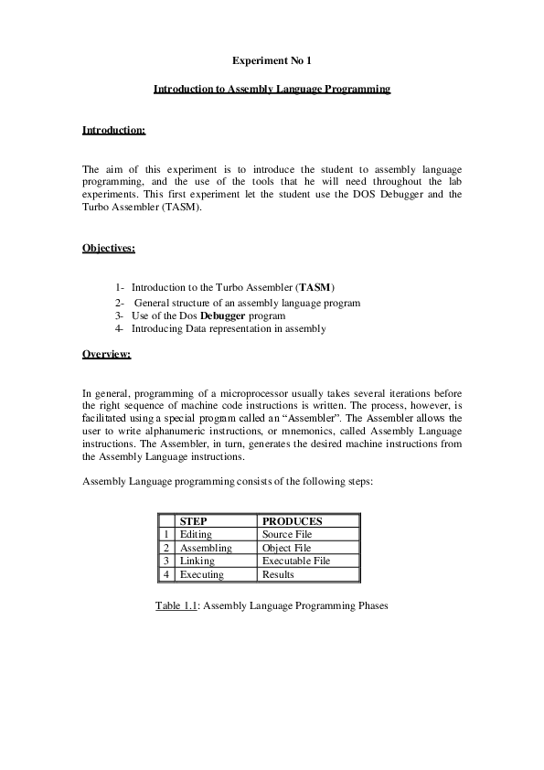 Doc Experiment No 1