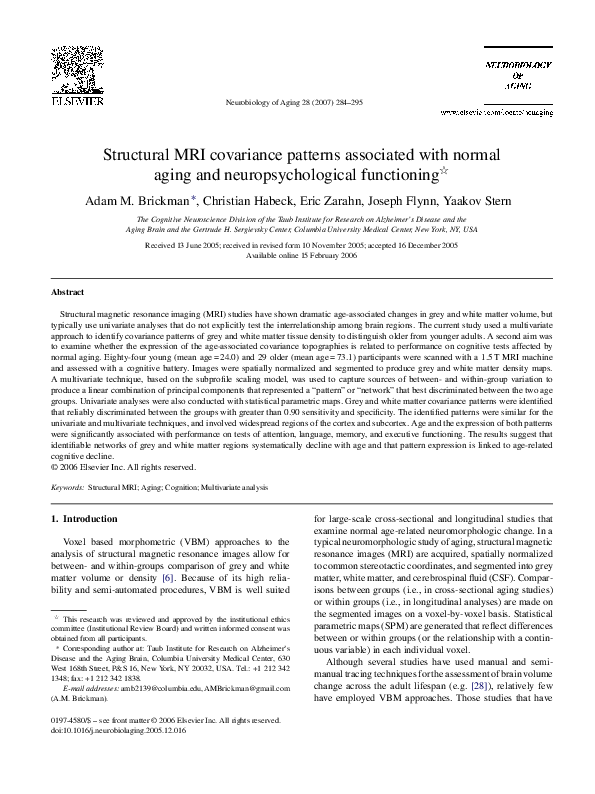(PDF) Structural MRI covariance patterns associated with normal aging ...