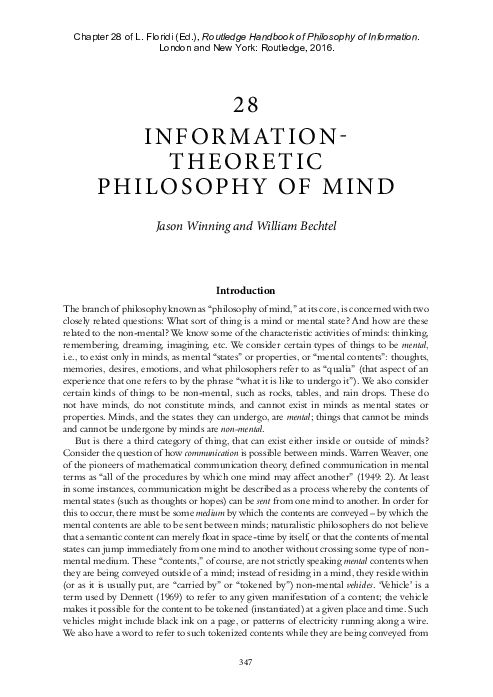 (PDF) Information-Theoretic Philosophy of Mind