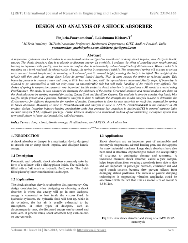 Pdf Design And Analysis Of A Shock Absorber