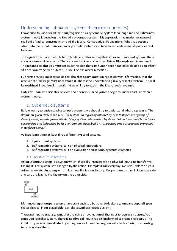 (DOC) Understanding Luhmann's system-theory (for dummies