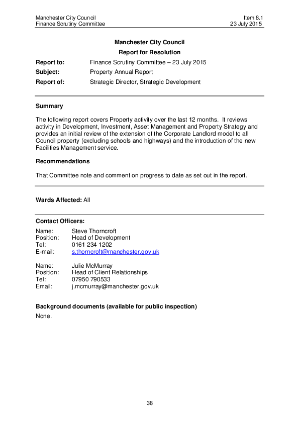 (PDF) Manchester City Council Report for Resolution